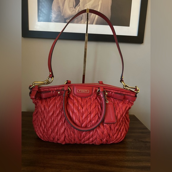 Coach | Bags | Coach Red Madison Quilted Shoulder Bag | Poshmark